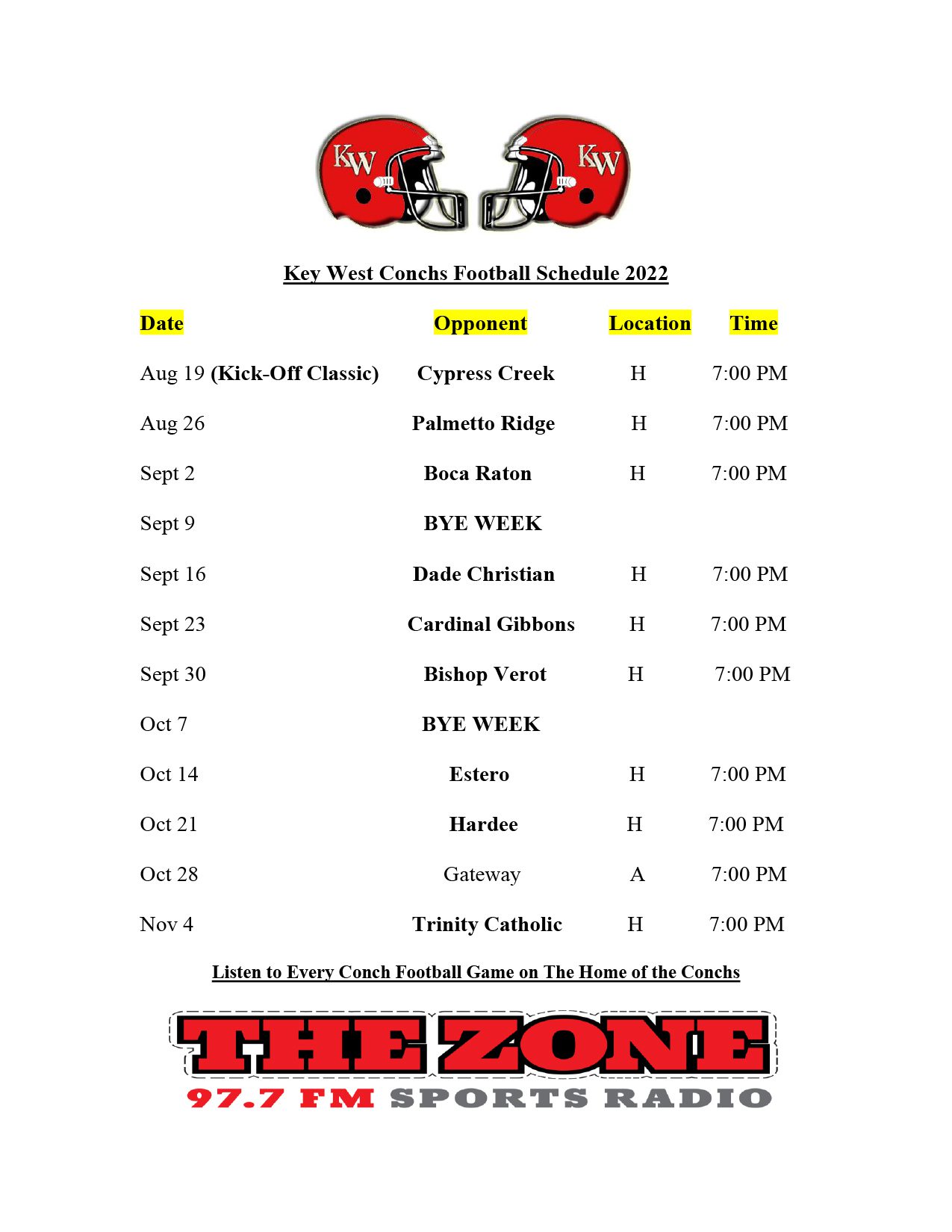 Conch Football | The Zone 97.7 | Sports Radio for the Florida Keys ...